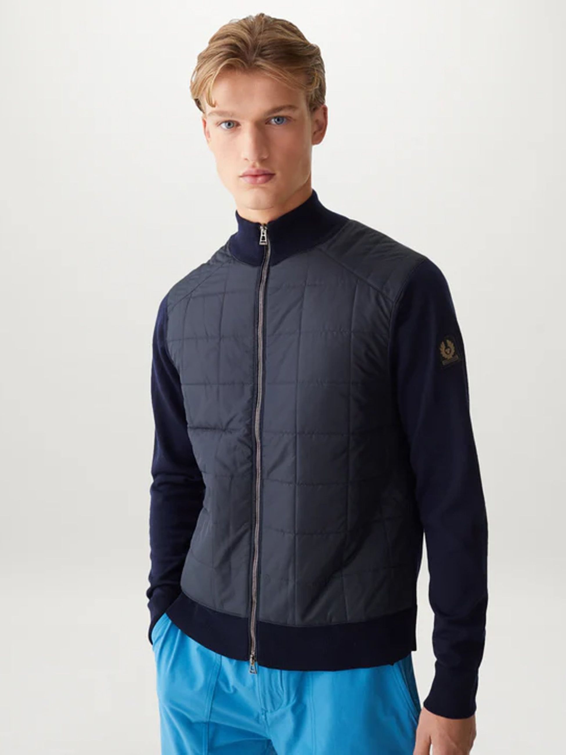 Belstaff Mens Washed Navy Kelbrook Zip Cardigan | Designerwear