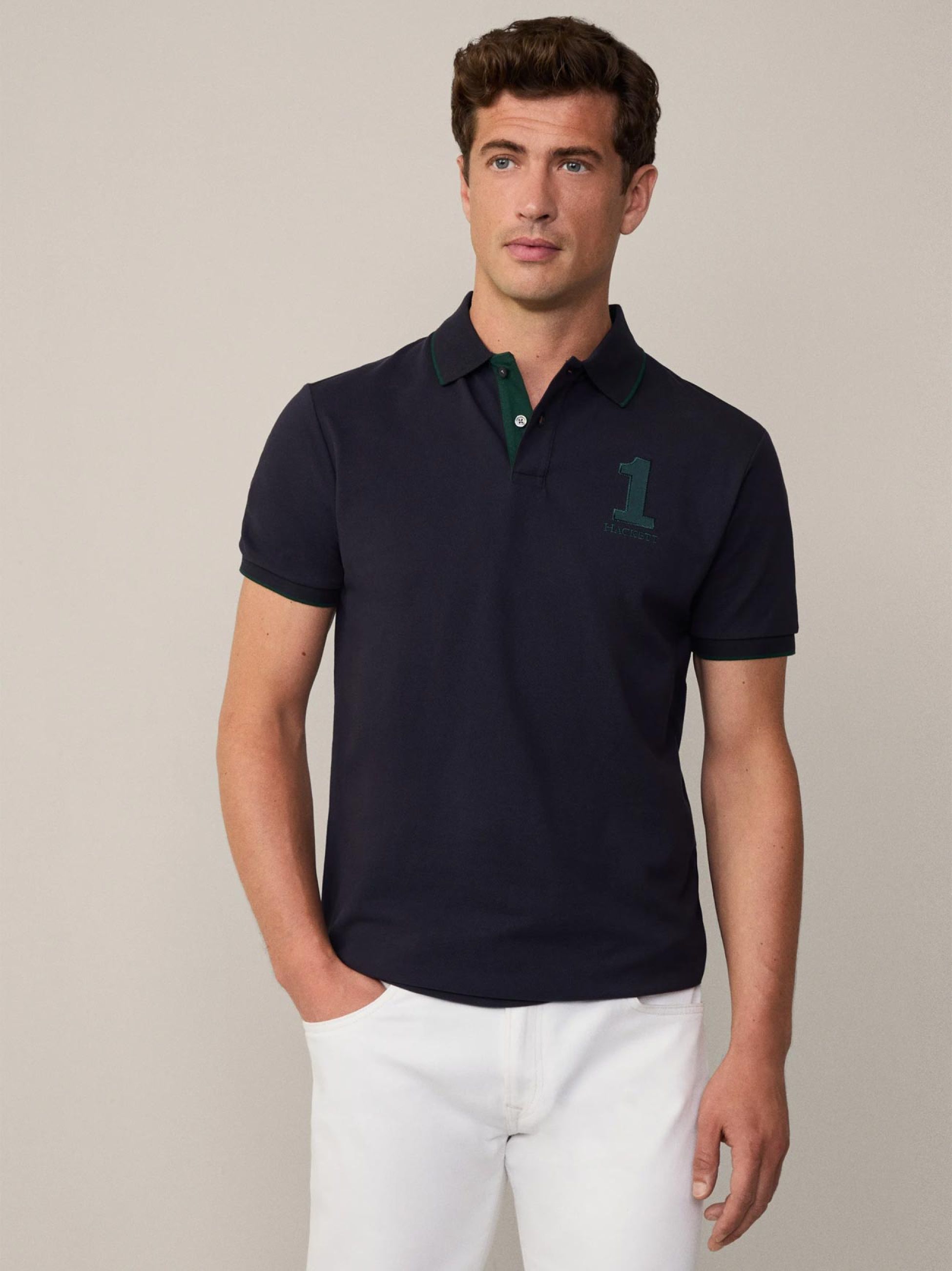 Hackett Mens Midnight Blue Heritage Number Polo Shirt | Designerwear