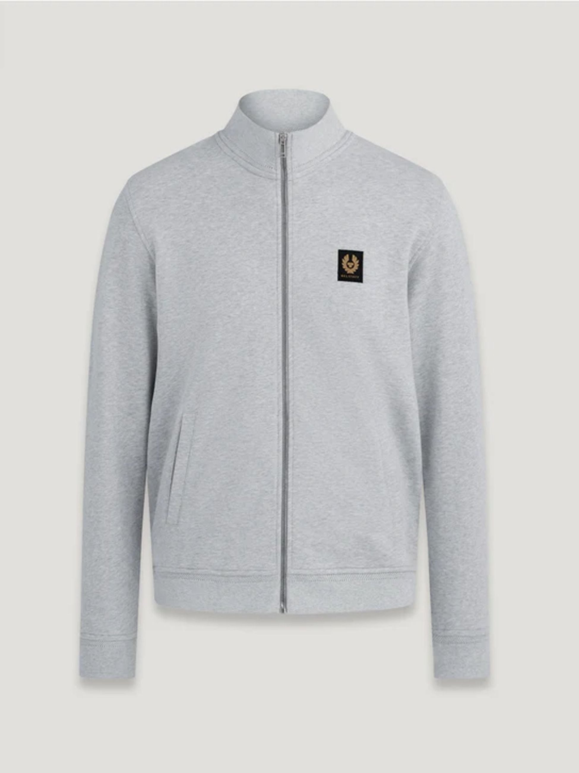 Belstaff Mens Grey Melange Logo Full Zip Sweatshirt | Designerwear
