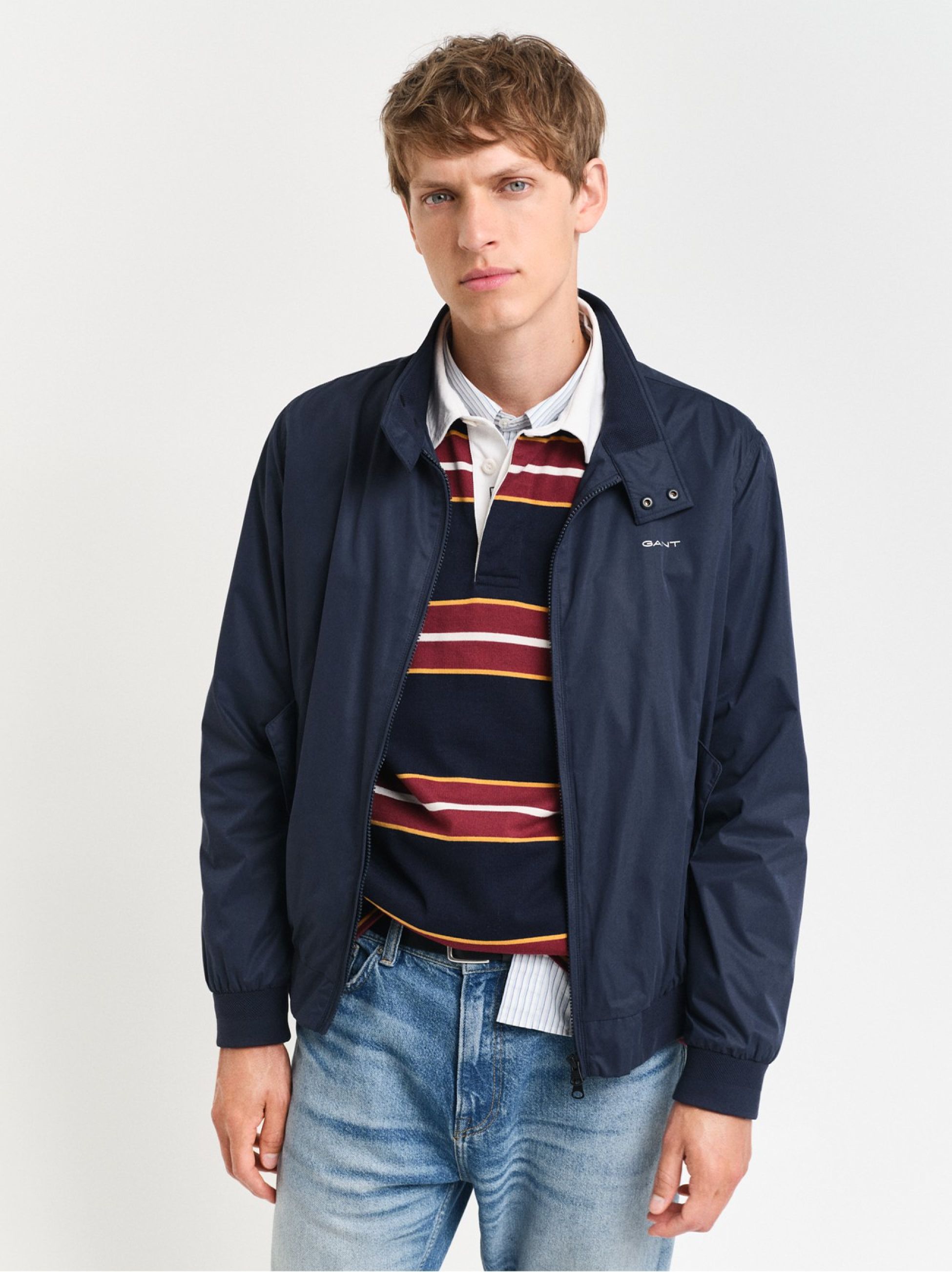 GANT Mens Evening Blue Lightweight Harrington Jacket | Designerwear