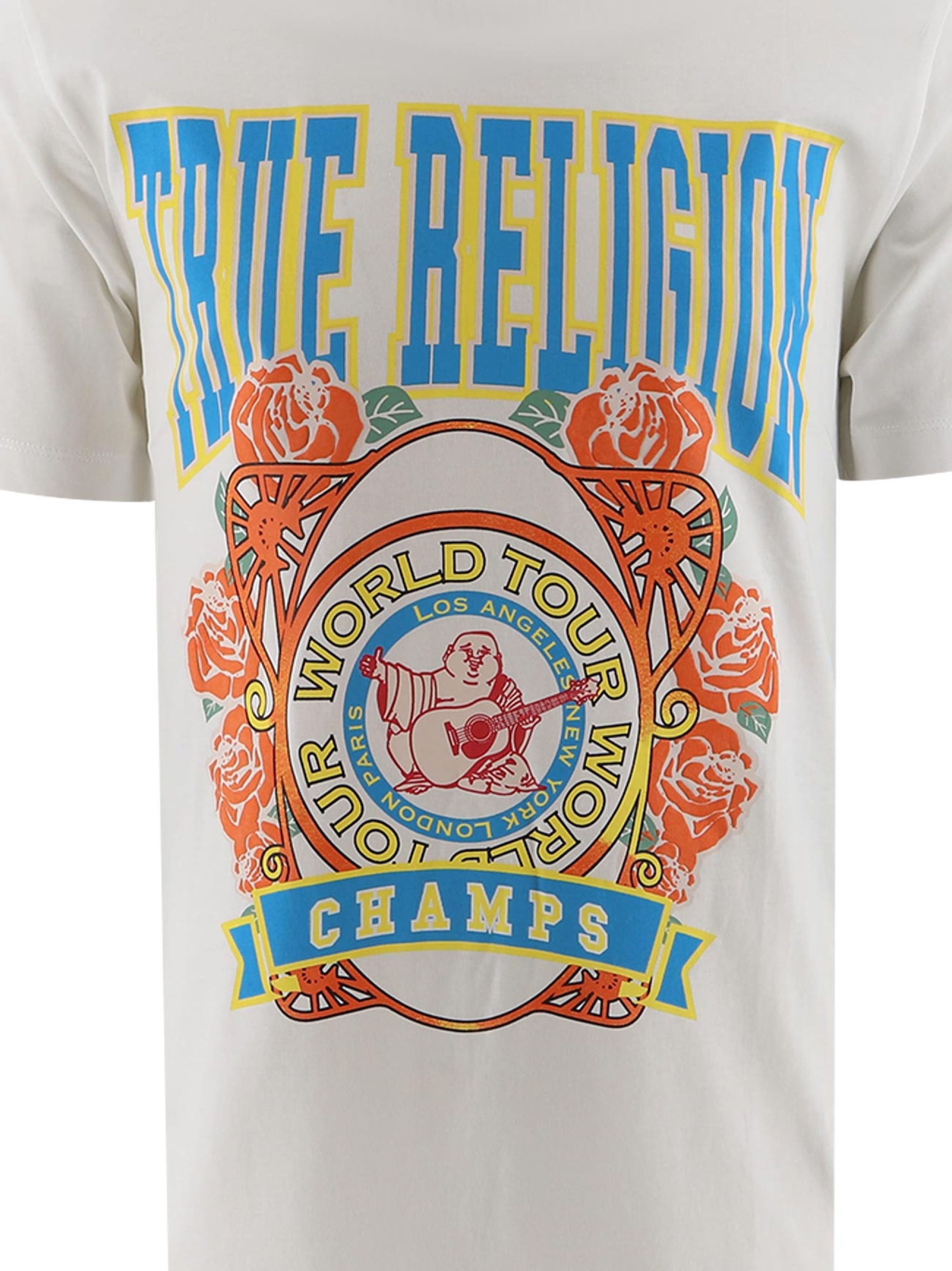 True Religion Mens Optic White Champs Puff Print T-Shirt | Designerwear