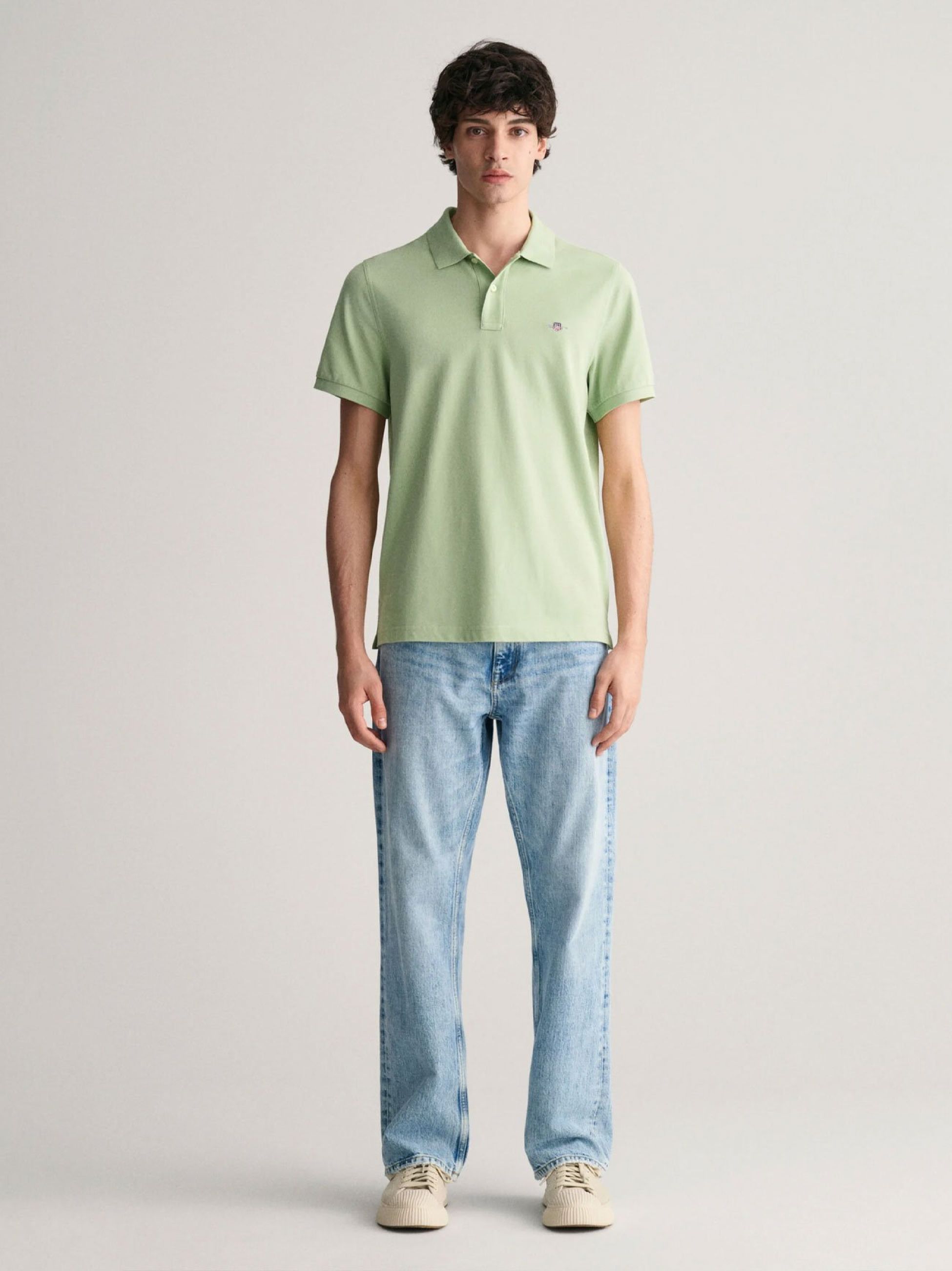 GANT Mens Milky Matcha Regular Fit Shield Polo Shirt | Designerwear