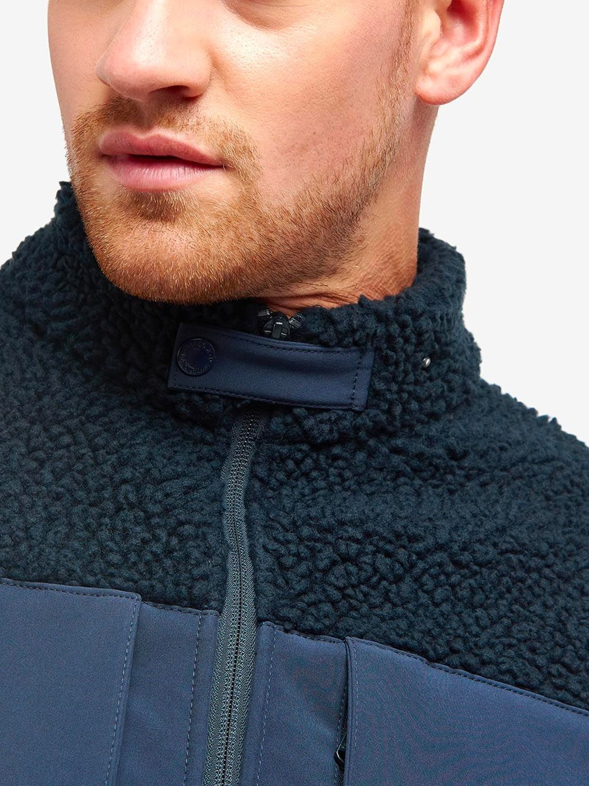 Barbour International Navy Berber Fleece Zip Up | Designerwear | Hassle ...