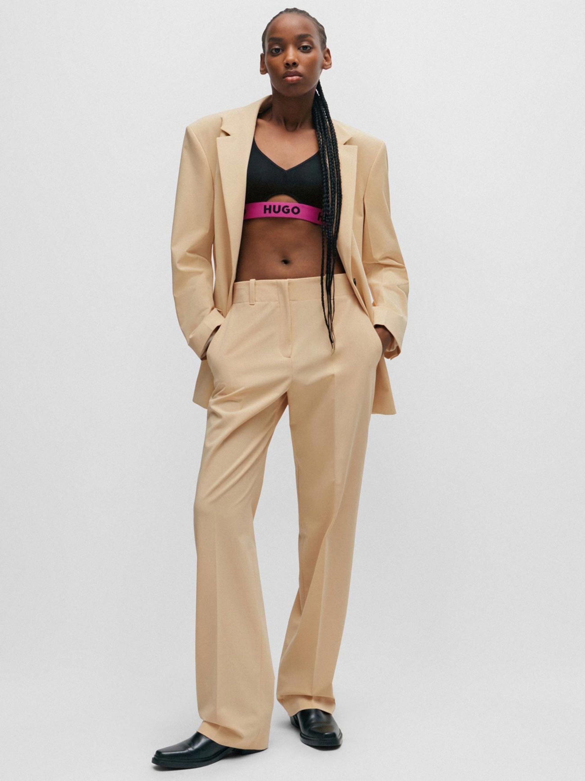 HUGO Womens Open Beige Agura Jacket | Designerwear