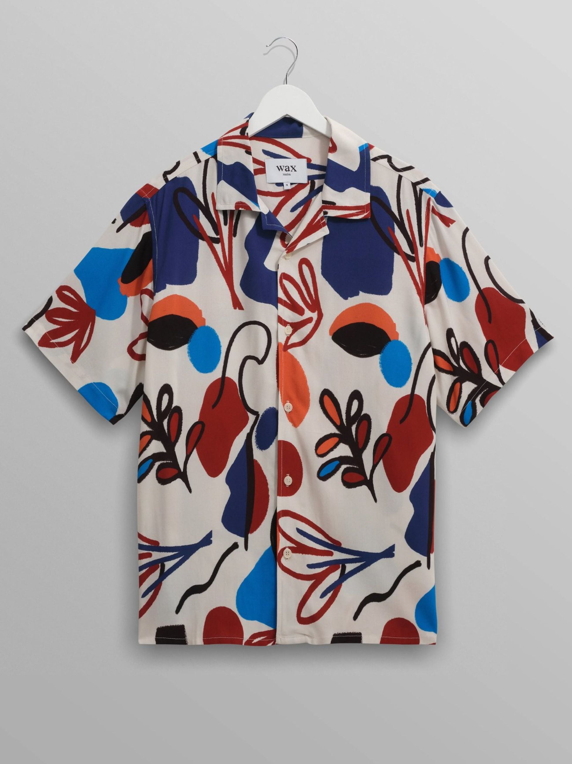 Wax London Mens Red Blue Didcot Block Scribble Shirt | Designerwear