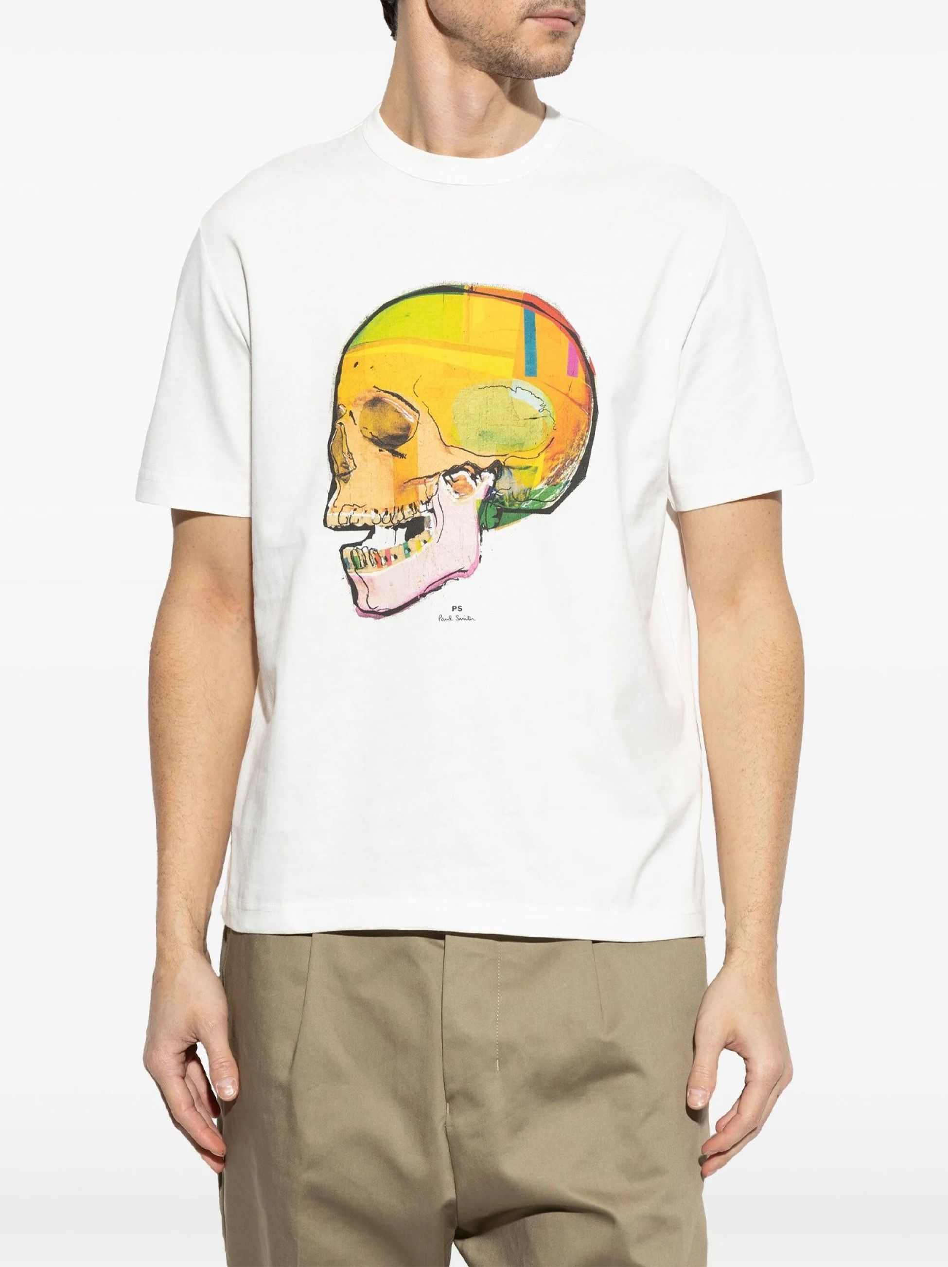 Paul Smith Mens Off-White Skull T-Shirt | Designerwear