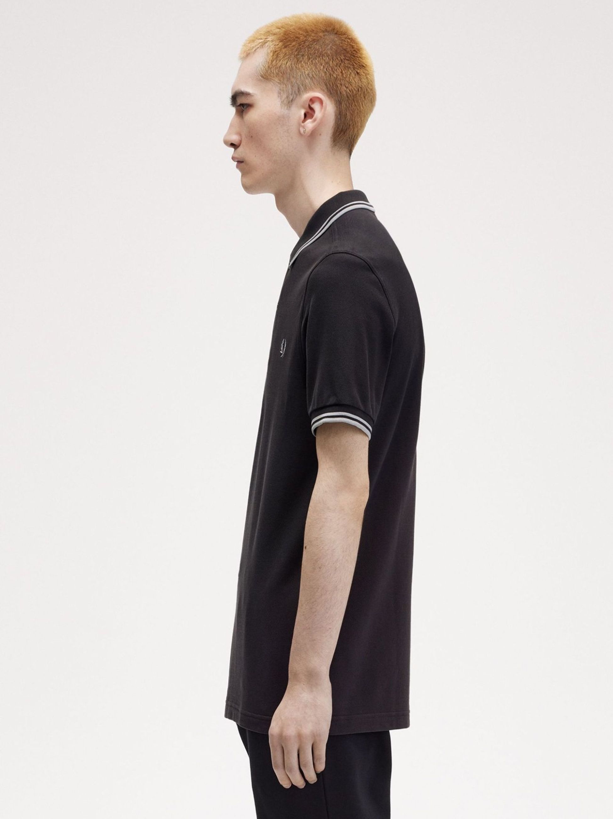Fred Perry Mens Anchor Grey Limestone Twin Tipped Polo Shirt | Designerwear