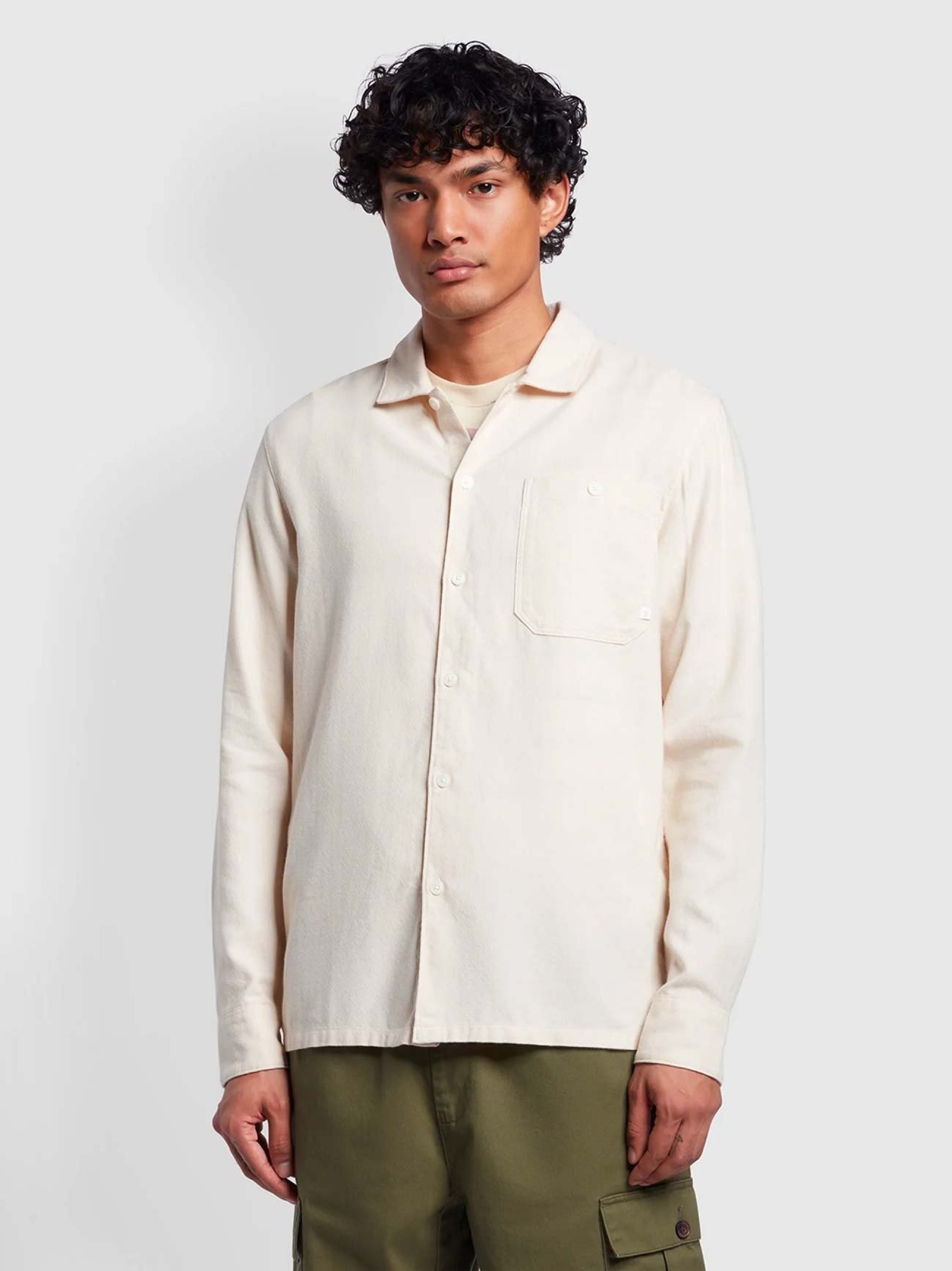 Farah Mens Cream Campbell Overshirt | Designerwear