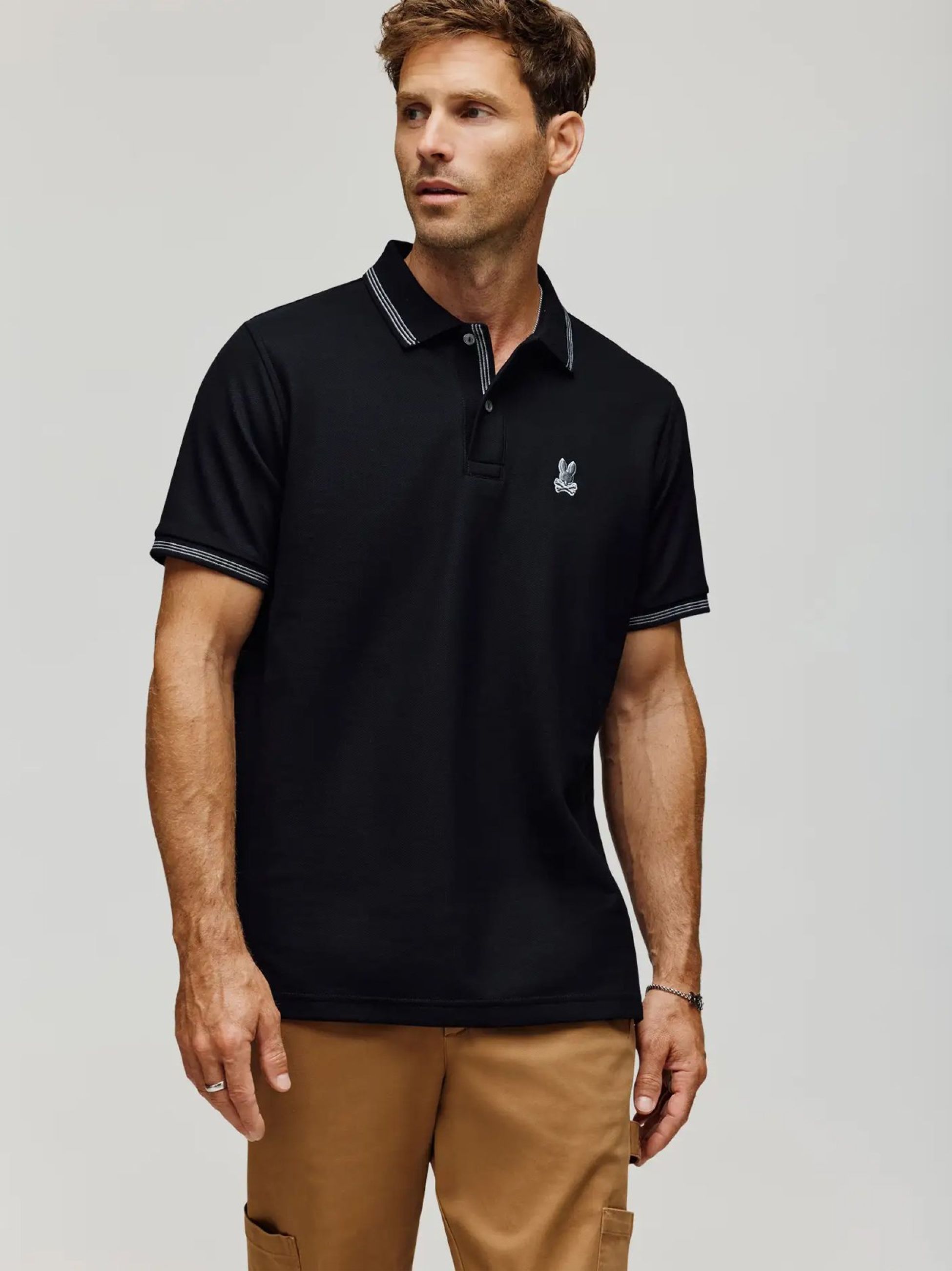 Psycho Bunny Mens Black Hart Pique Polo Shirt | Designerwear