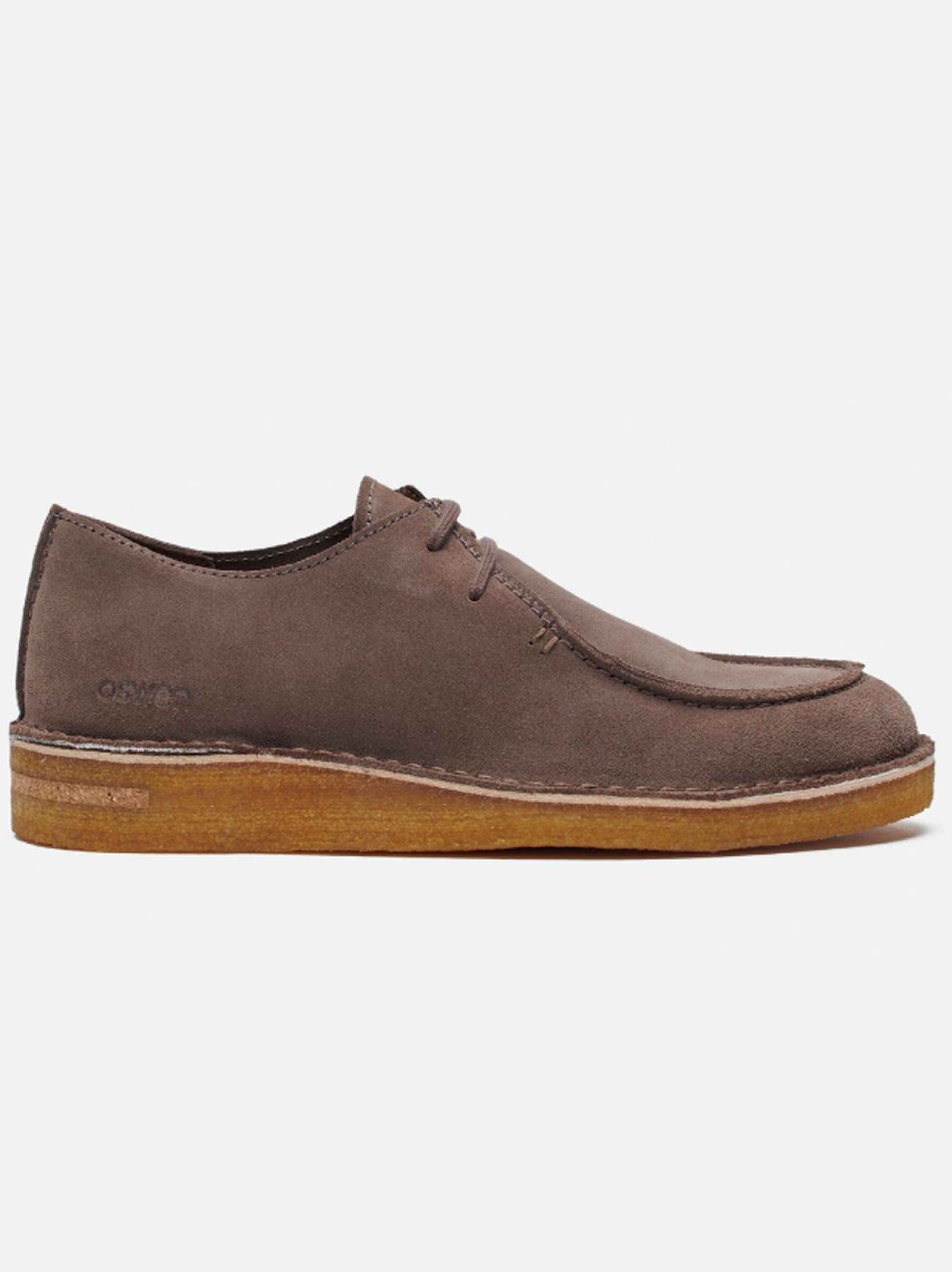 Oswen Mens Taupe Ewaldi Low Suede Shoe | Designerwear