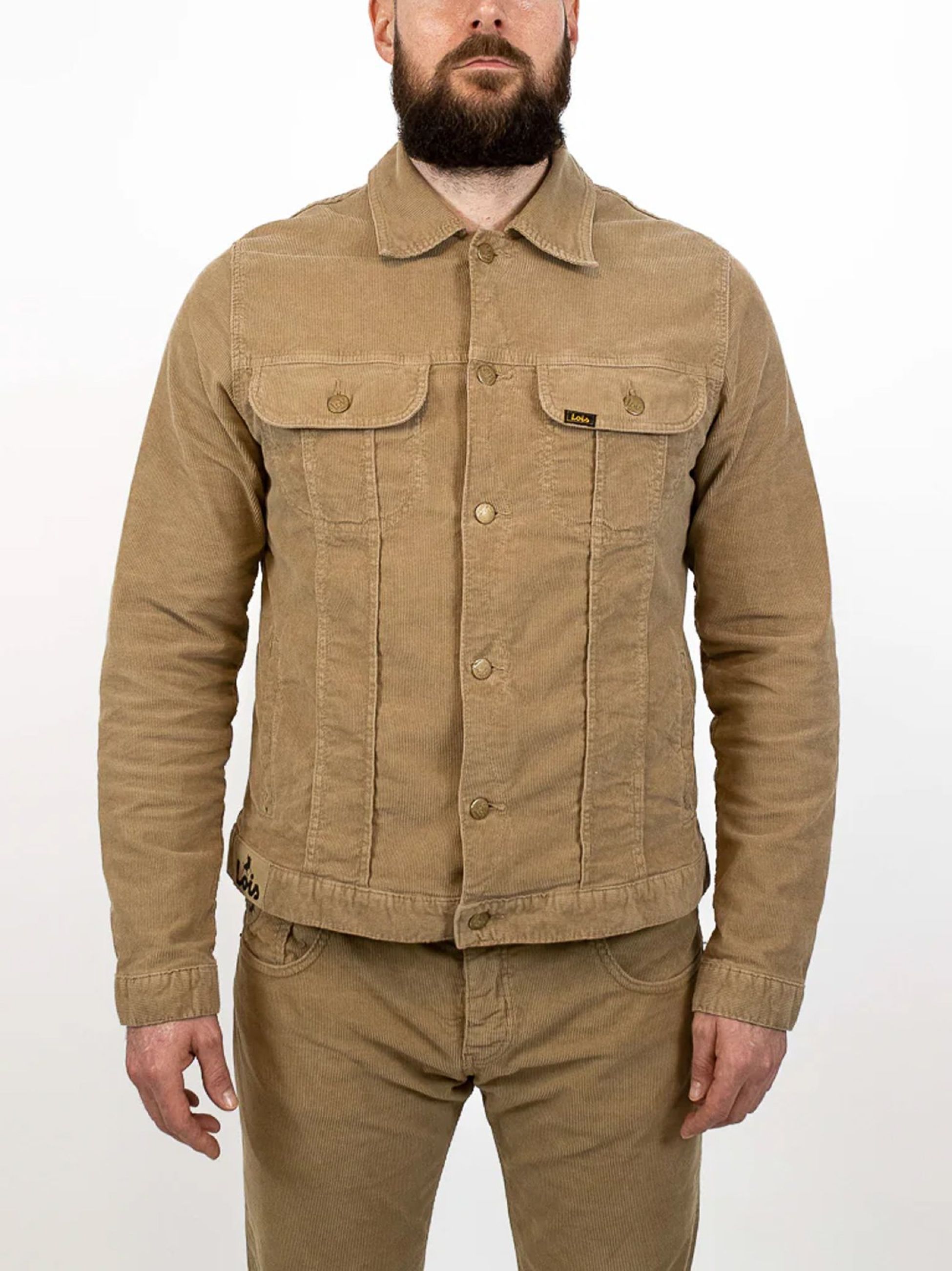 Lois Mens Dark Sand Tejana Trucker Jacket | Designerwear
