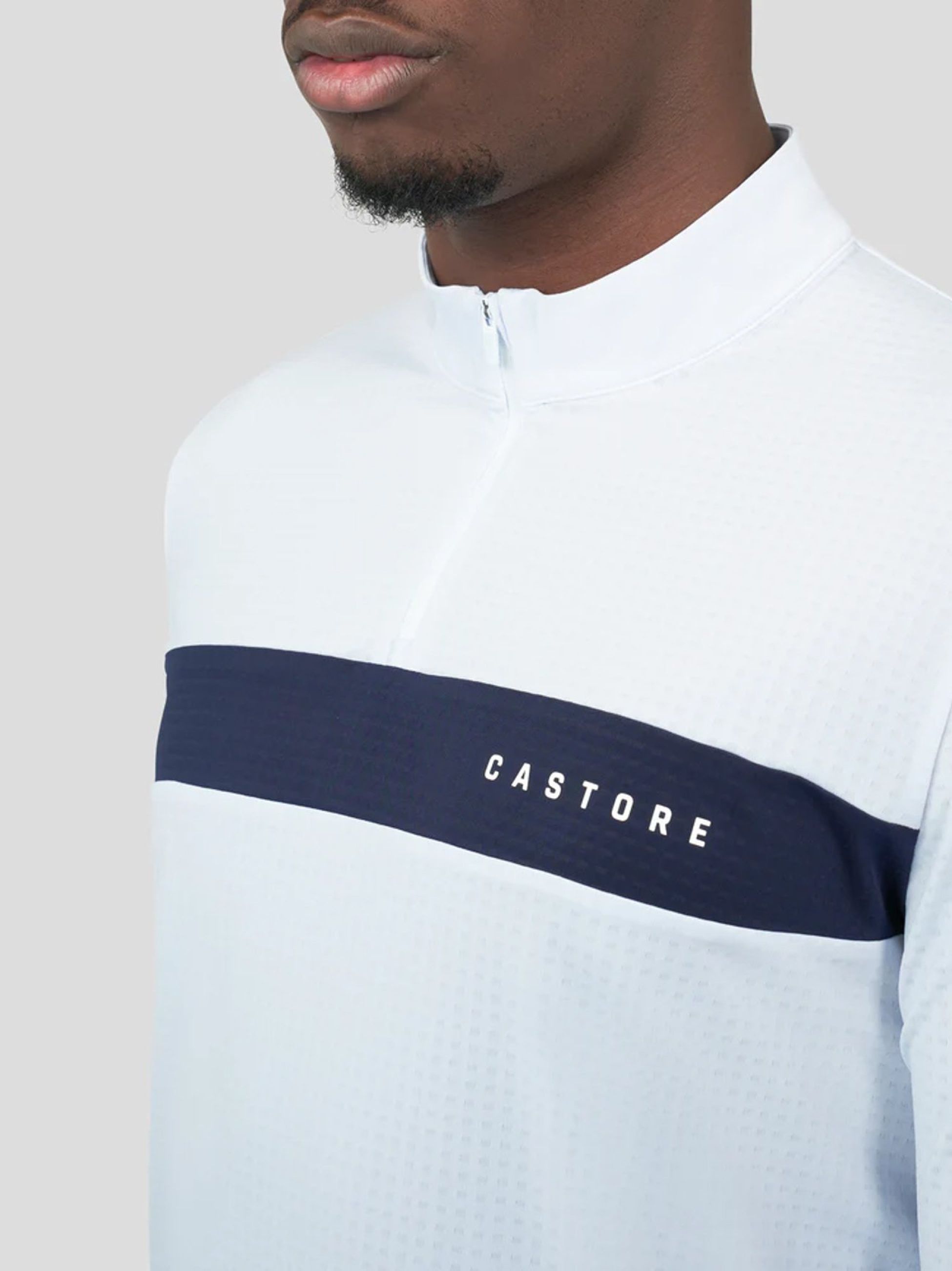 Castore Mens Ice Blue Colourblock Quarter Zip Sweatshirt | Designerwear ...