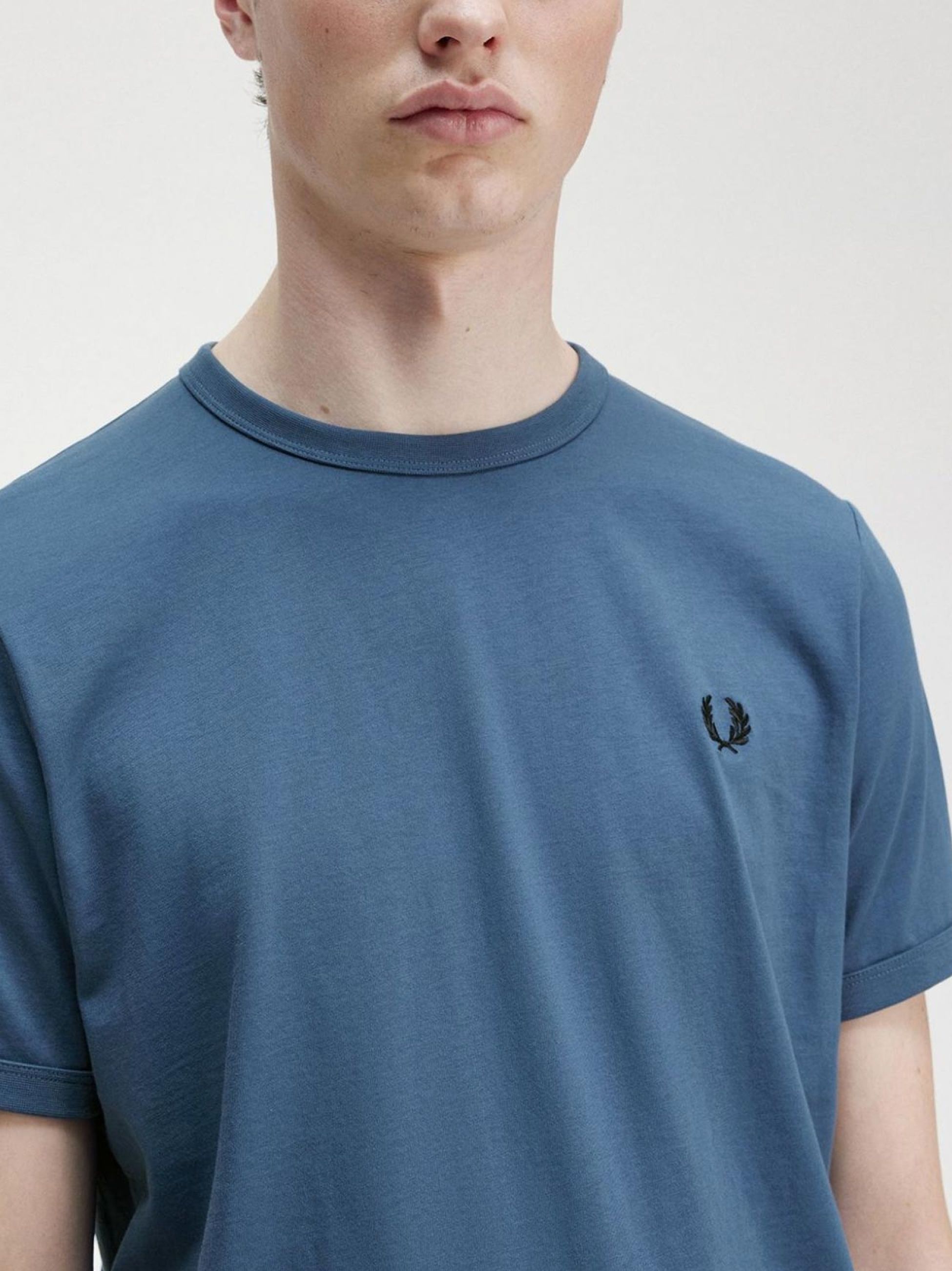 Fred Perry Mens Midnight Blue Ringer T-Shirt | Designerwear