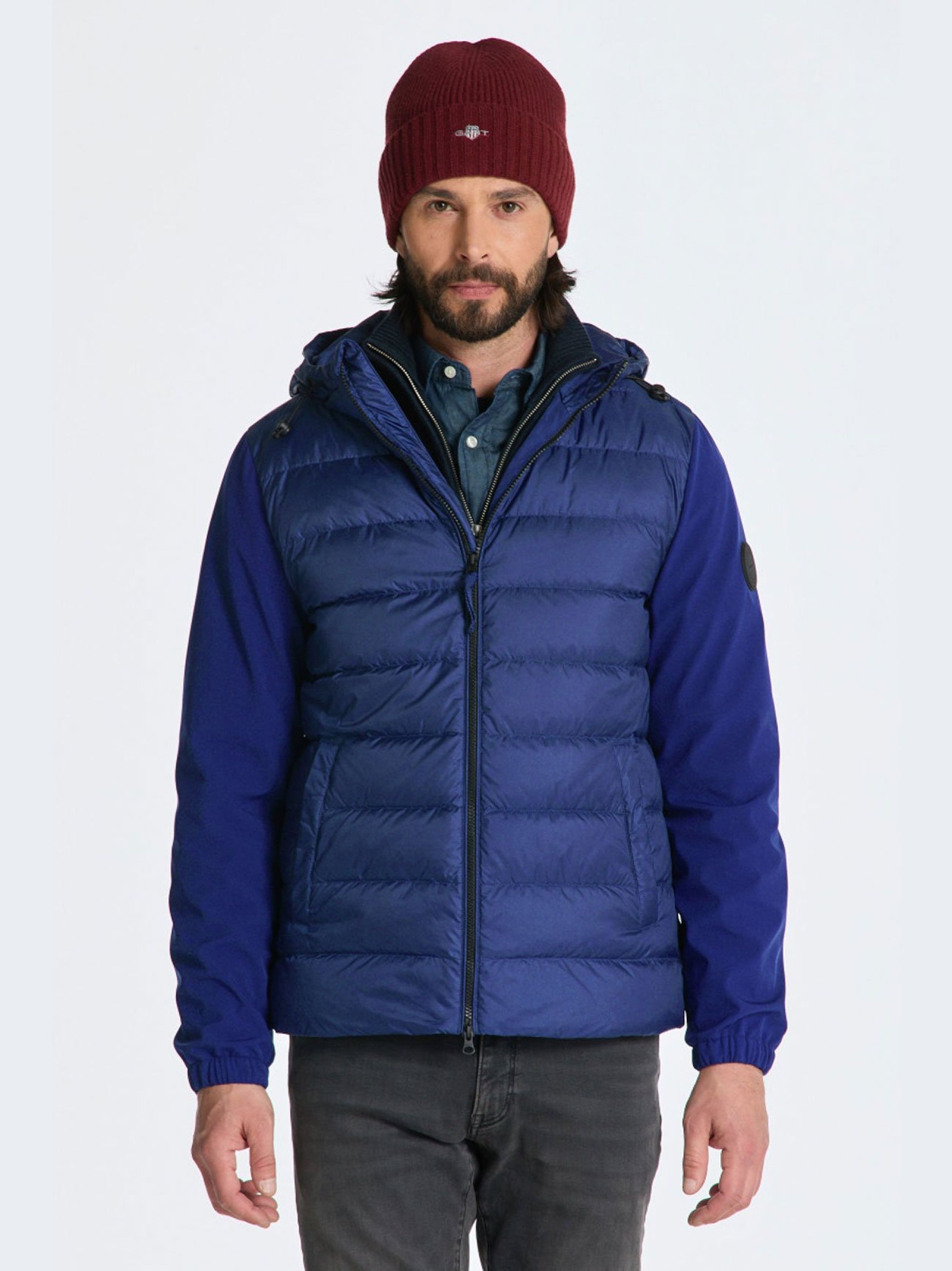GANT Mens Rich Navy Mixed Soft Shell Jacket | Designerwear