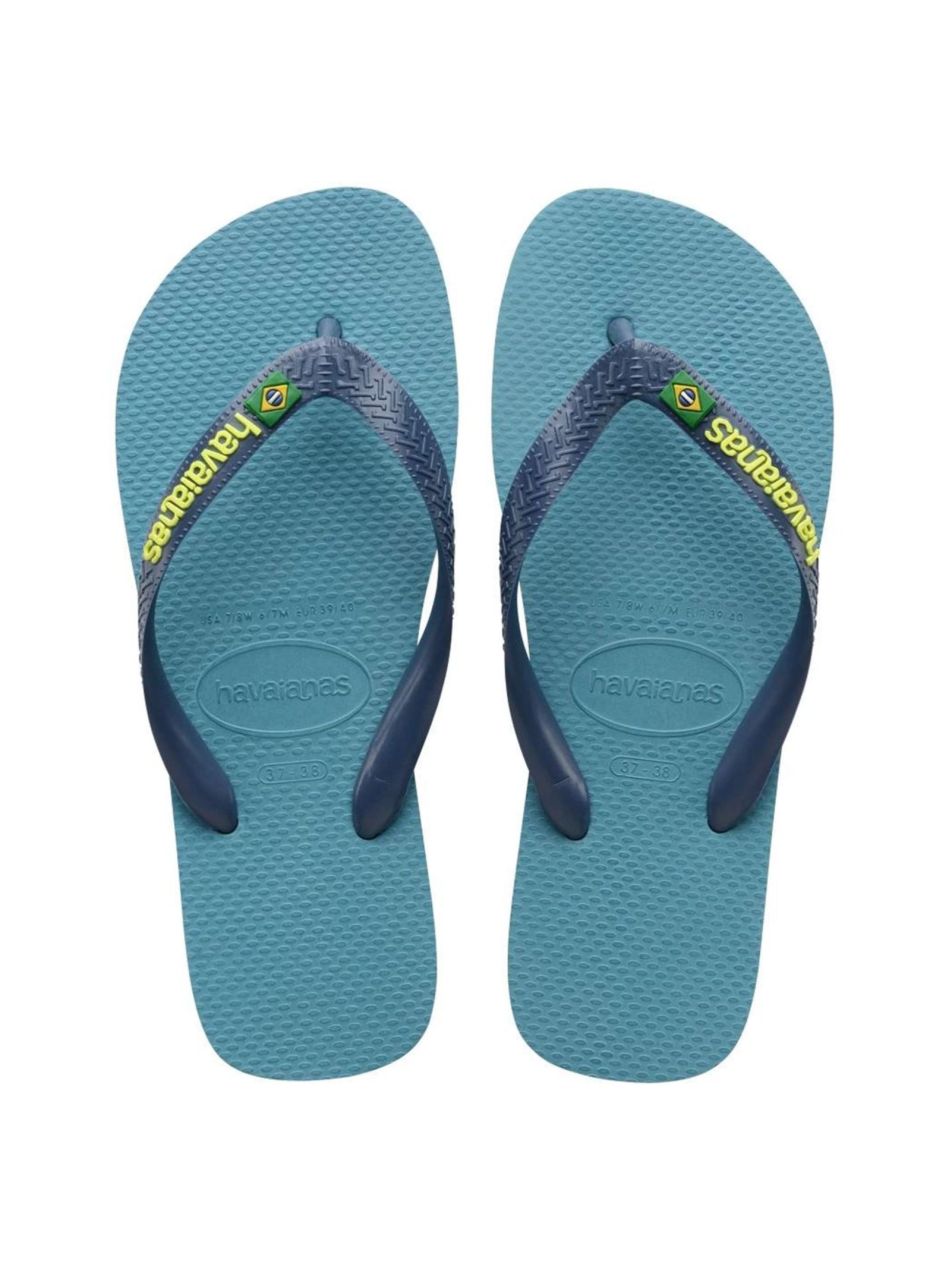 Havaianas Unisex Nautical Blue Logo Brasil Slide | Designerwear